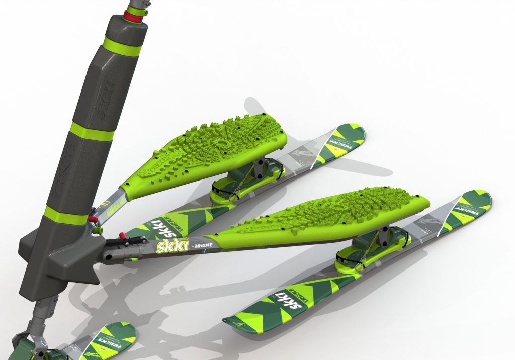 SKKI Trikke Model 2026 Gray/Green - Grey Front Bumper.